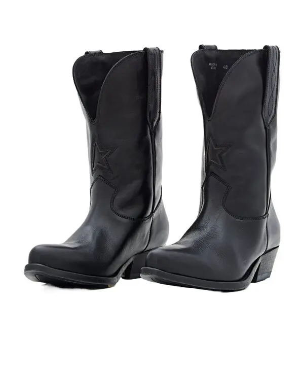 GOLDEN GOOSE Wish Star Low Shiny Boots - Black