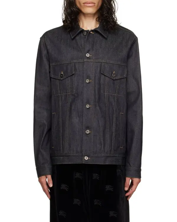 Burberry Logo Patch Denim Jacket - Black