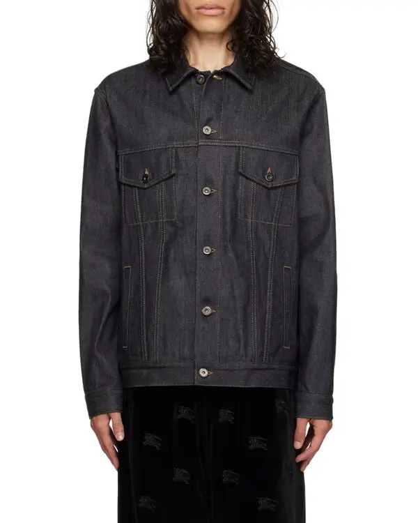 Burberry Logo Patch Denim Jacket - Black