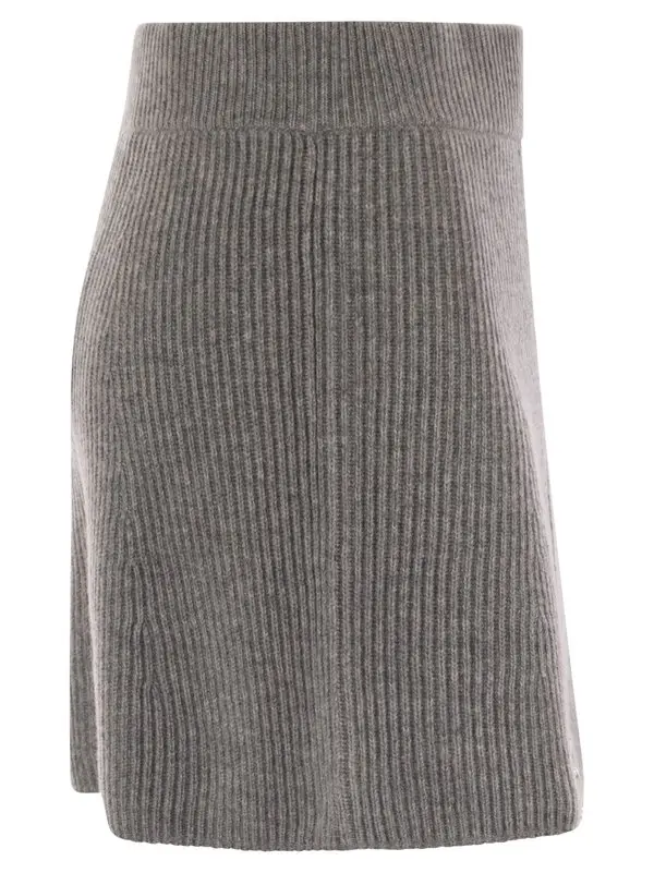 Sportmax Ribbed Knit Zip-up Skirt - Gray