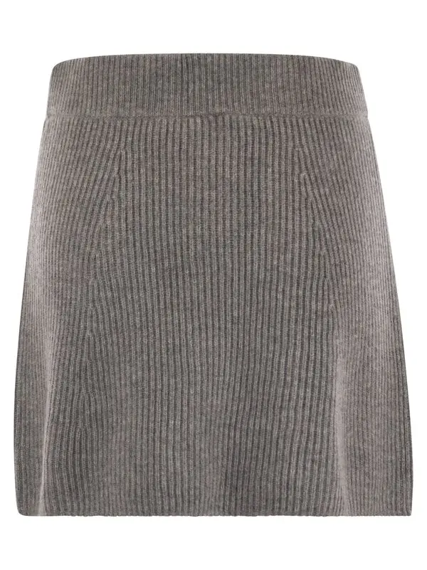 Sportmax Ribbed Knit Zip-up Skirt - Gray
