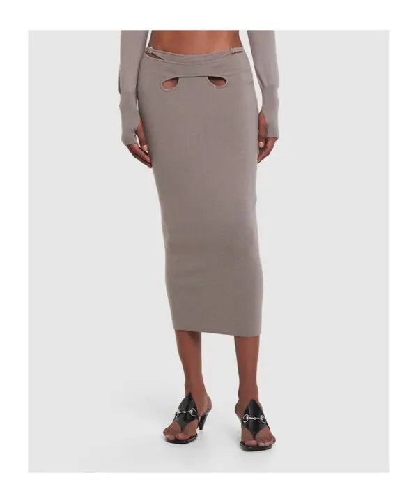 DION LEE Hollow Knit Mid-length Skirt