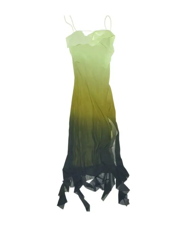 Acne Studios Ombré Ruffled Midi Dress - Green
