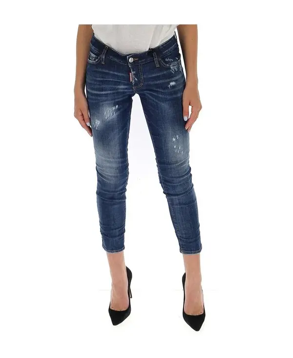 Dsquared2 Distressed Low-rise Slim Straight Jeans - Blue
