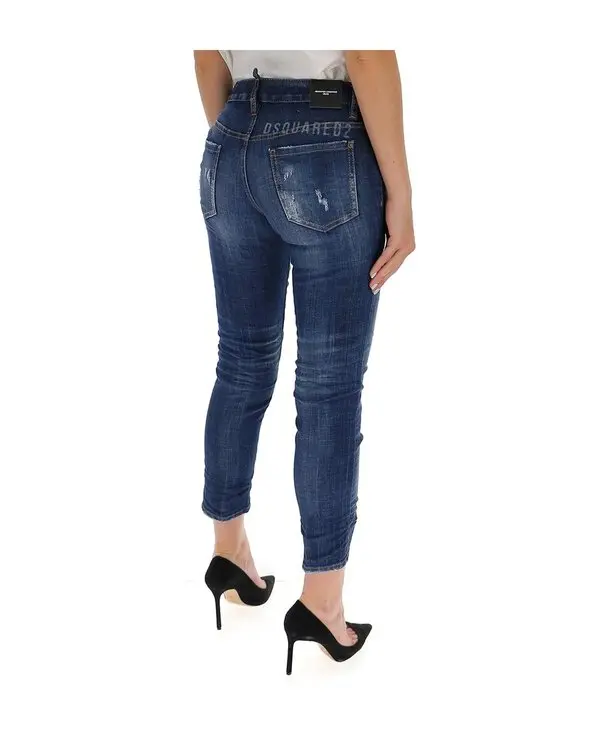 Dsquared2 Distressed Low-rise Slim Straight Jeans - Blue