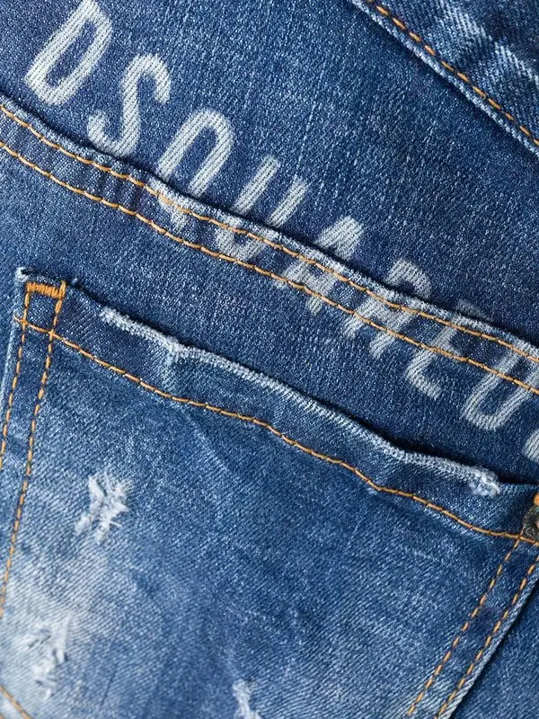 Dsquared2 Distressed Low-rise Slim Straight Jeans - Blue