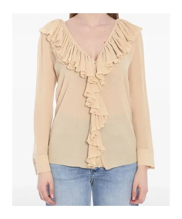 Saint Laurent Ruffled V-neck Blouse