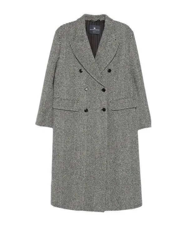 Ermanno Scervino Herringbone Double-breasted Coat - Gray
