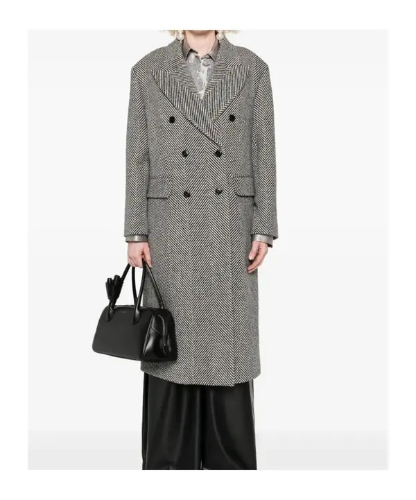 Ermanno Scervino Herringbone Double-breasted Coat - Gray