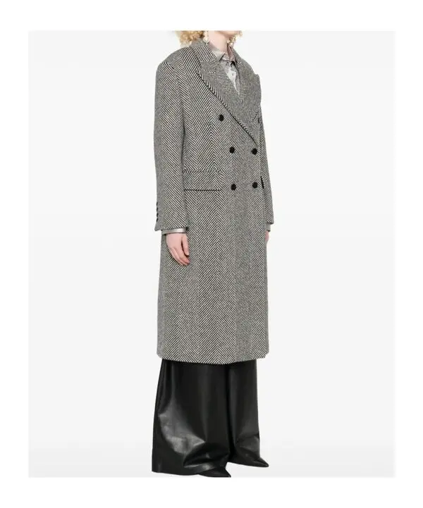 Ermanno Scervino Herringbone Double-breasted Coat - Gray