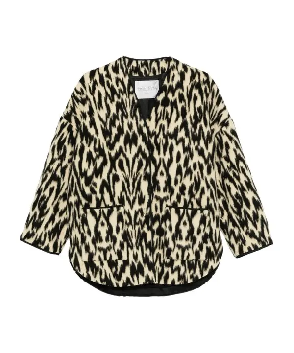 FORTE_FORTE Animal-print Coat - Black