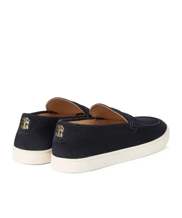 Brunello Cucinelli Suede Round-toe Loafers - Black