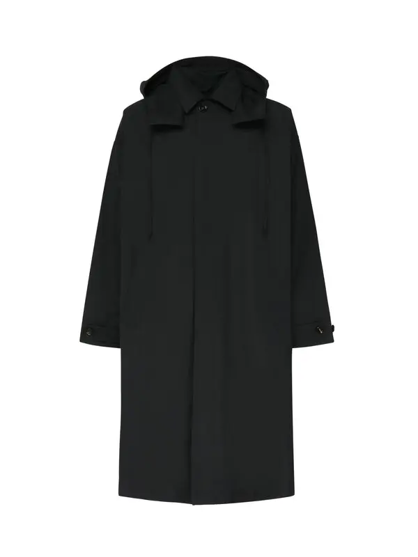 Bottega Veneta Oversized Trench Coat With Hood - Black