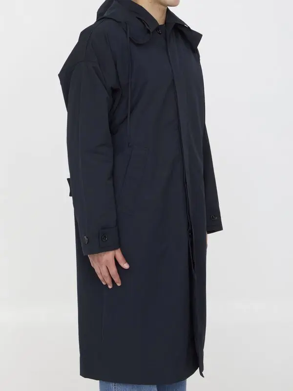 Bottega Veneta Oversized Trench Coat With Hood - Black