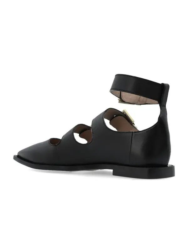 ALLSAINTS Buckle Detail Pointed Toe Ballet Flats