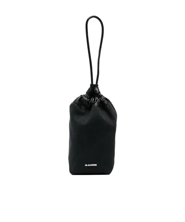 JIL SANDER Logo Drawstring Clutch Bag - Black