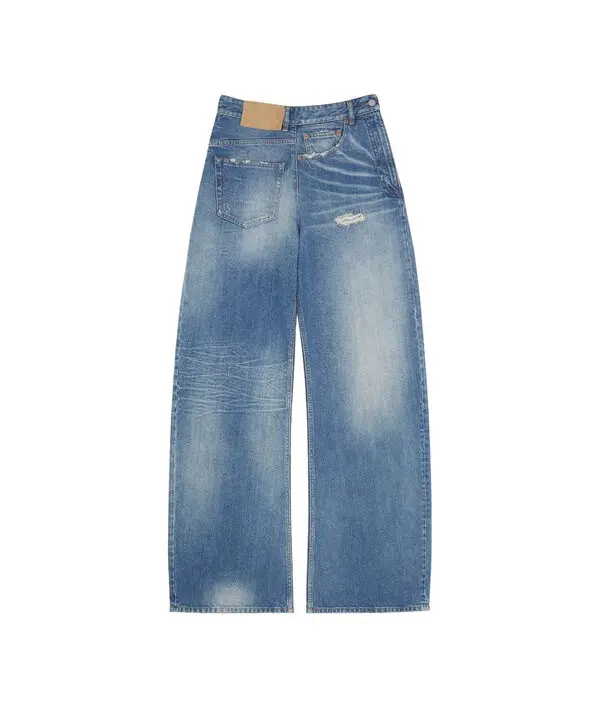 MAISON MARGIELA Twist Distressed Wide Leg Jeans - Blue