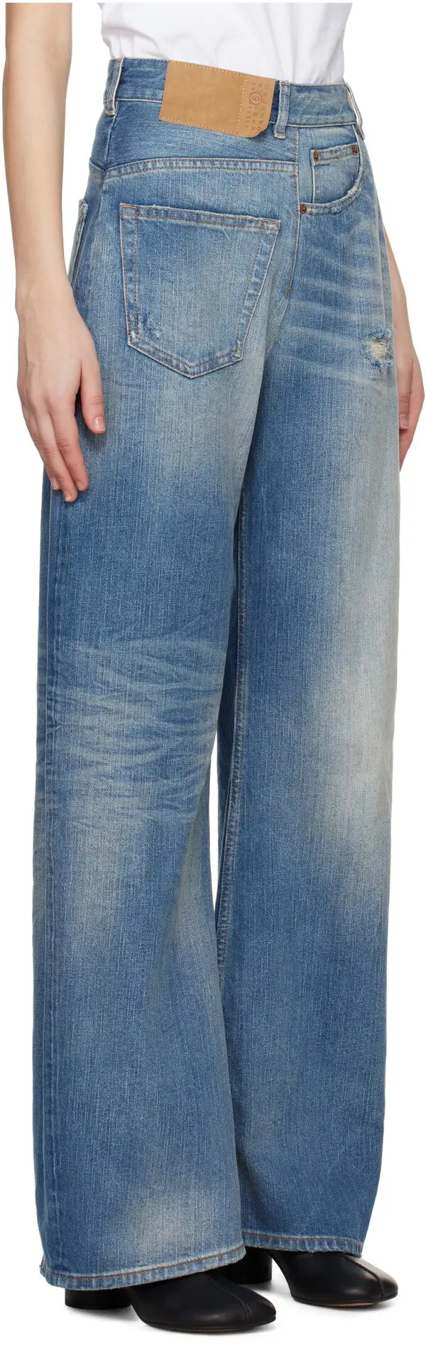 MAISON MARGIELA Twist Distressed Wide Leg Jeans