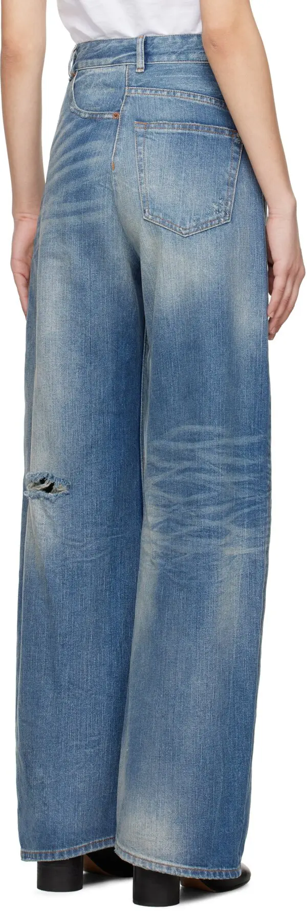 MAISON MARGIELA Twist Distressed Wide Leg Jeans
