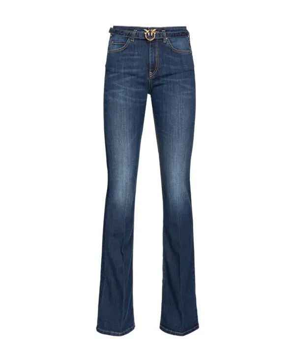 Pinko Bell-bottom Jeans With Diamond Cut Buckles