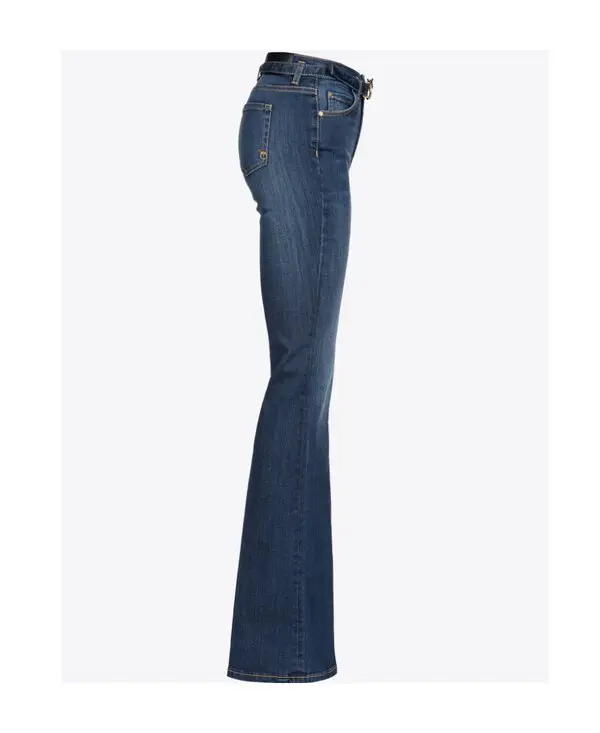 Pinko Bell-bottom Jeans With Diamond Cut Buckles