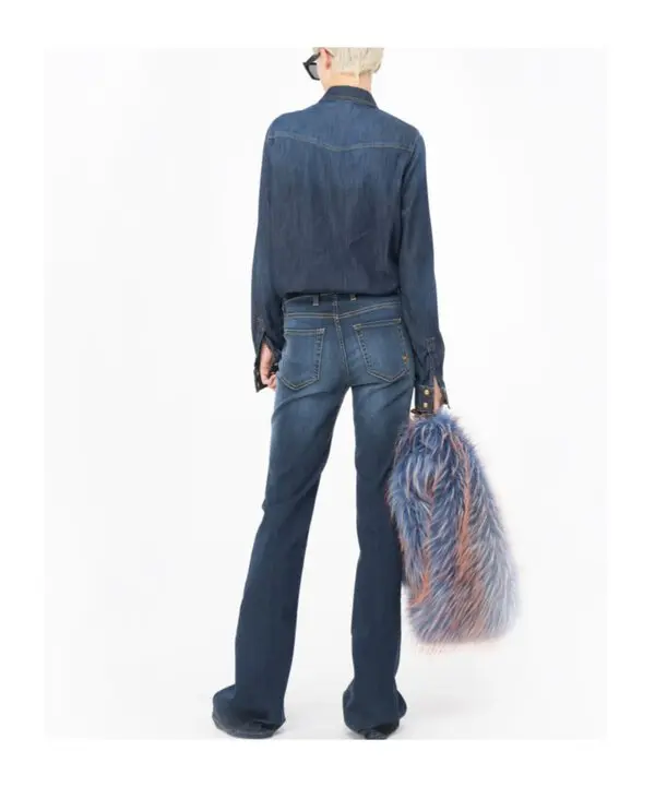 Pinko Bell-bottom Jeans With Diamond Cut Buckles