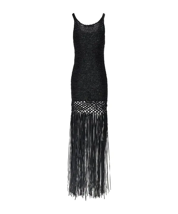 Philosophy Di Lorenzo Serafini Sleeveless Fringed Weaved Maxi Dress