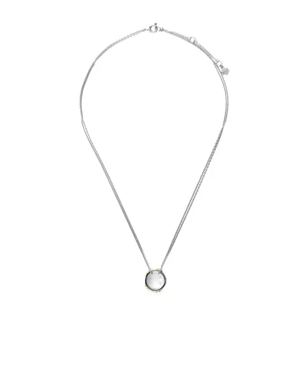 Tory Burch Logo Charm Pendant Necklace - Gray