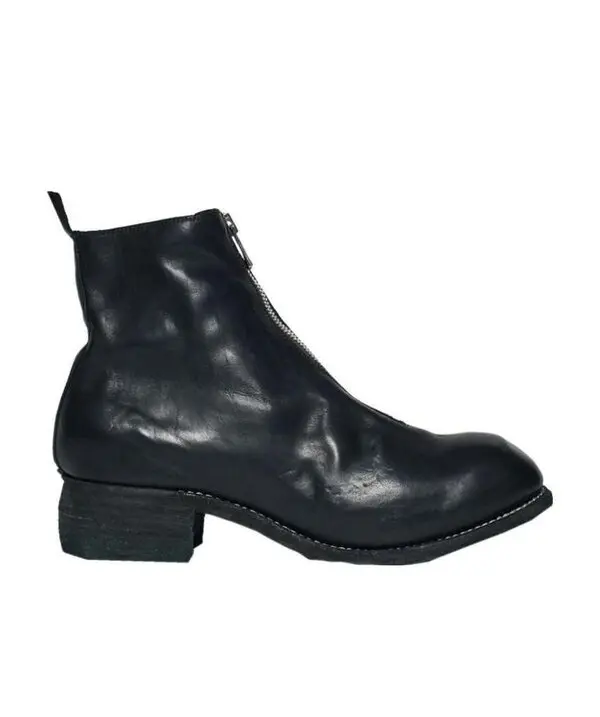 Guidi Front Zip Ankle Boots - Black