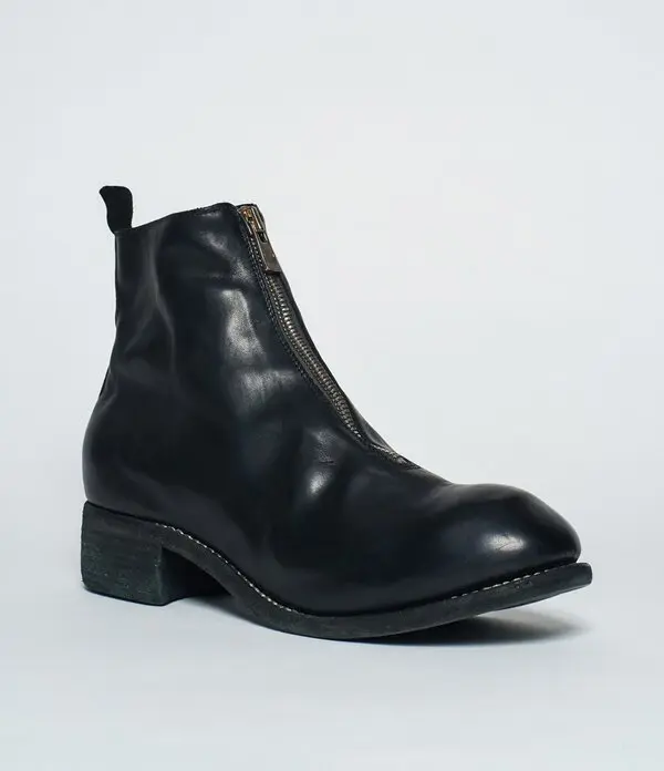 Guidi Front Zip Ankle Boots - Black