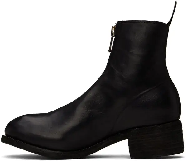Guidi Front Zip Ankle Boots - Black