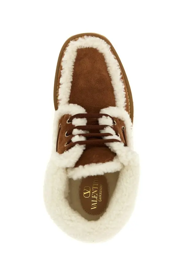 Valentino Garavani Vlogo Detail Lace-up Leather Boots