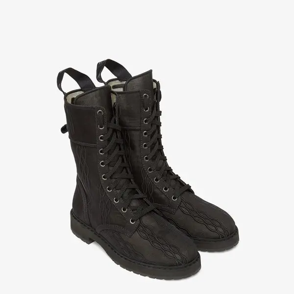 Fendi Signature Biker Embroidered Flat Boots
