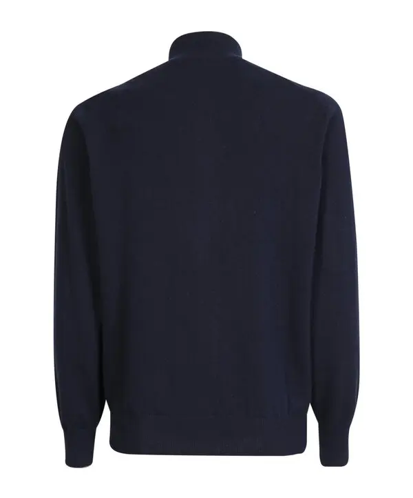 Brunello Cucinelli High Neck Zip-up Cardigan - Blue