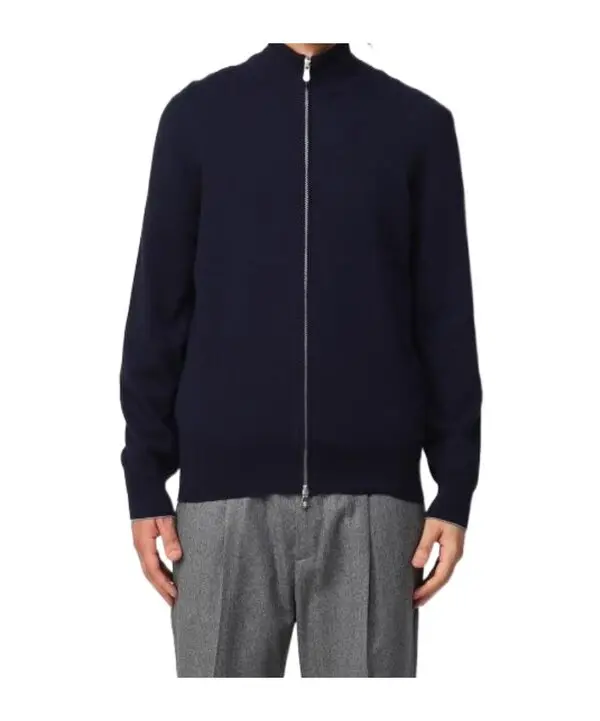 Brunello Cucinelli High Neck Zip-up Cardigan - Blue