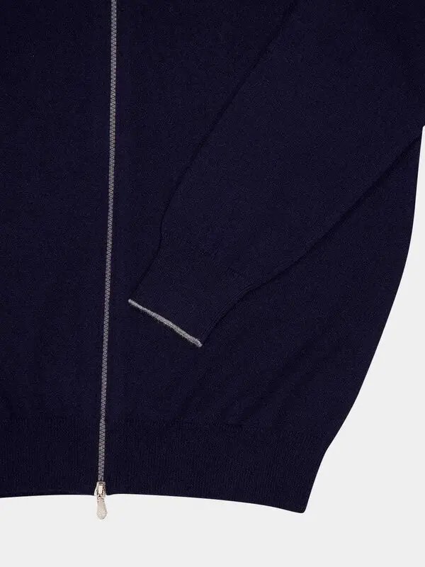 Brunello Cucinelli High Neck Zip-up Cardigan - Blue