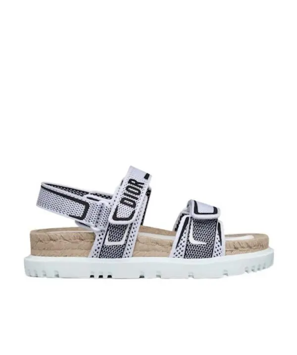 Dior Act Sandal In And Black Mesh Fabric - White