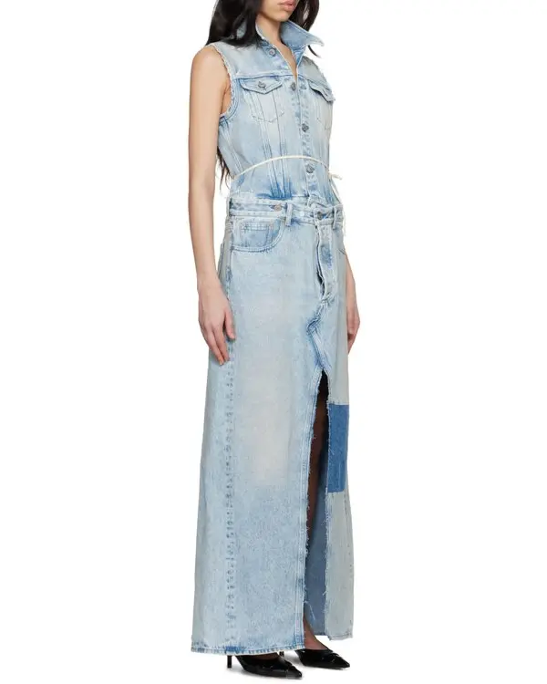 MAISON MARGIELA Sleeveless Denim Maxi Dress With Front Slit