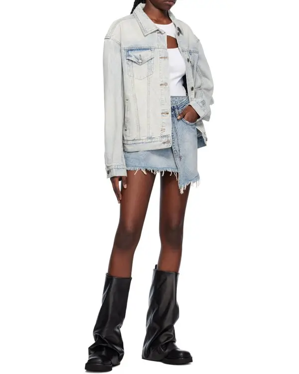 Ksubi Asymmetrical Frayed Denim Mini Skirt - Blue