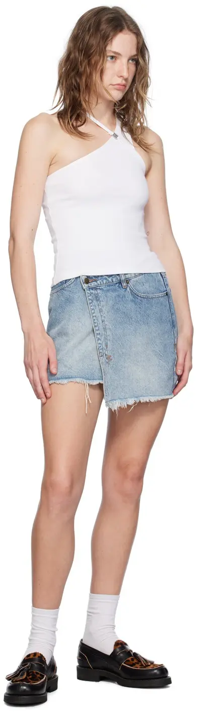 Ksubi Asymmetrical Frayed Denim Mini Skirt - Blue