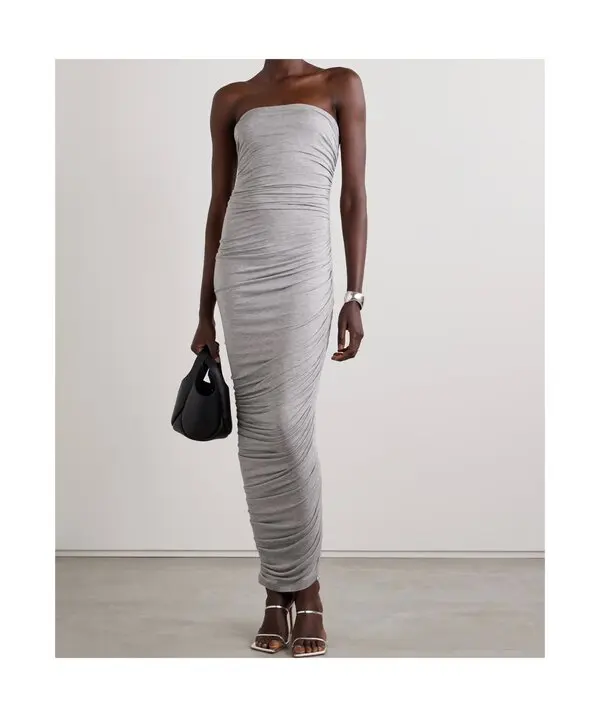 Norma Kamali Strapless Pleated Maxi Dress