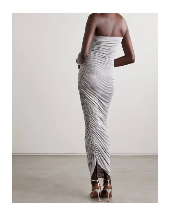 Norma Kamali Strapless Pleated Maxi Dress