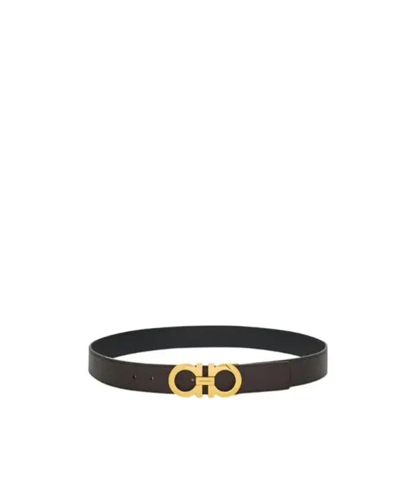 FERRAGAMO Gancini Logo Adjustable Belt - Testa Di Moro/black