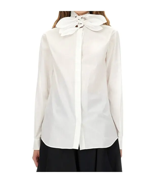 Moschino Long Sleeve Shirt With Bow Detail - White