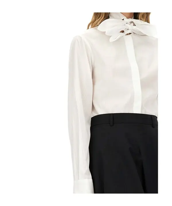 Moschino Long Sleeve Shirt With Bow Detail - White