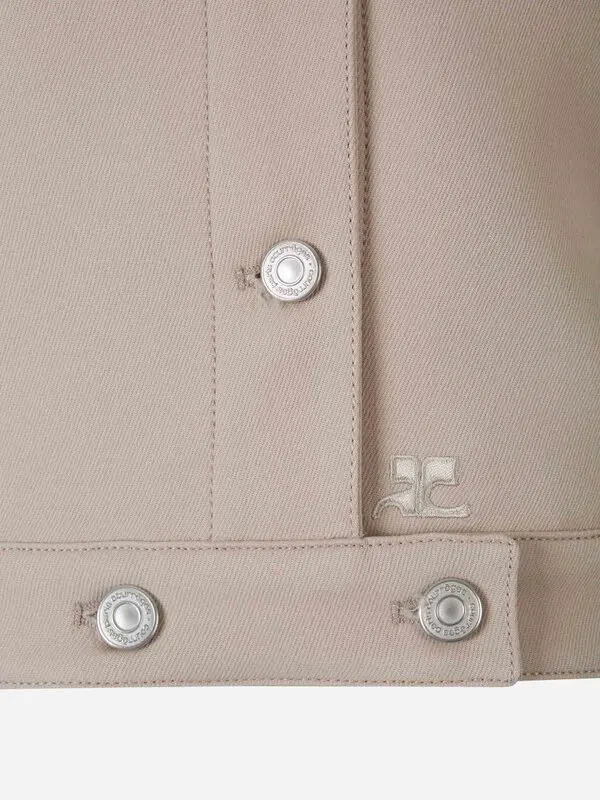 COURREGES Twill Trucker Jacket With Embroidered Logo