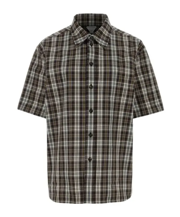 Bottega Veneta Short-sleeved Plaid Shirt - Black