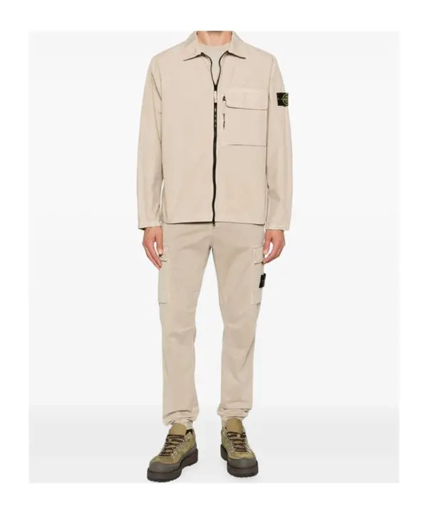 Stone Island Logo Patch Cargo Trousers - Nude