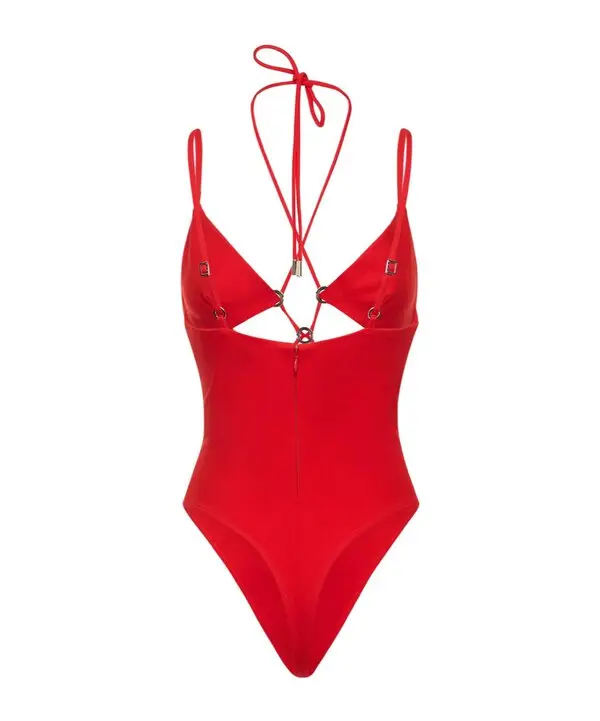 AREA Embellished Cut-out Jumpsuit - Red
