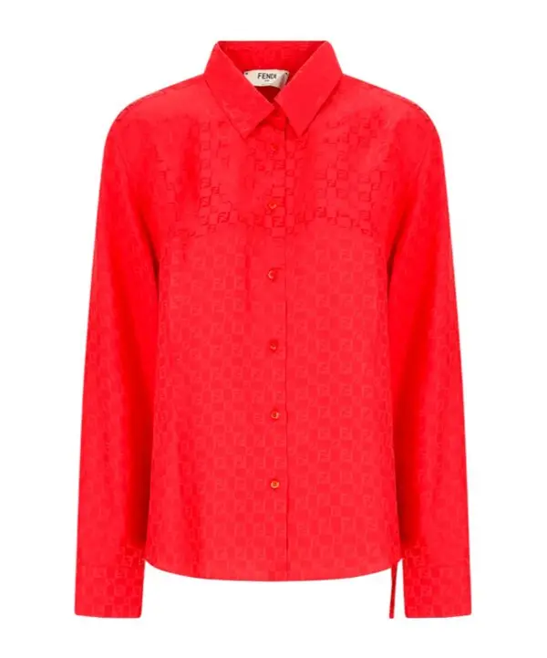 Fendi Ff Jacquard Long Sleeved Shirt - Red